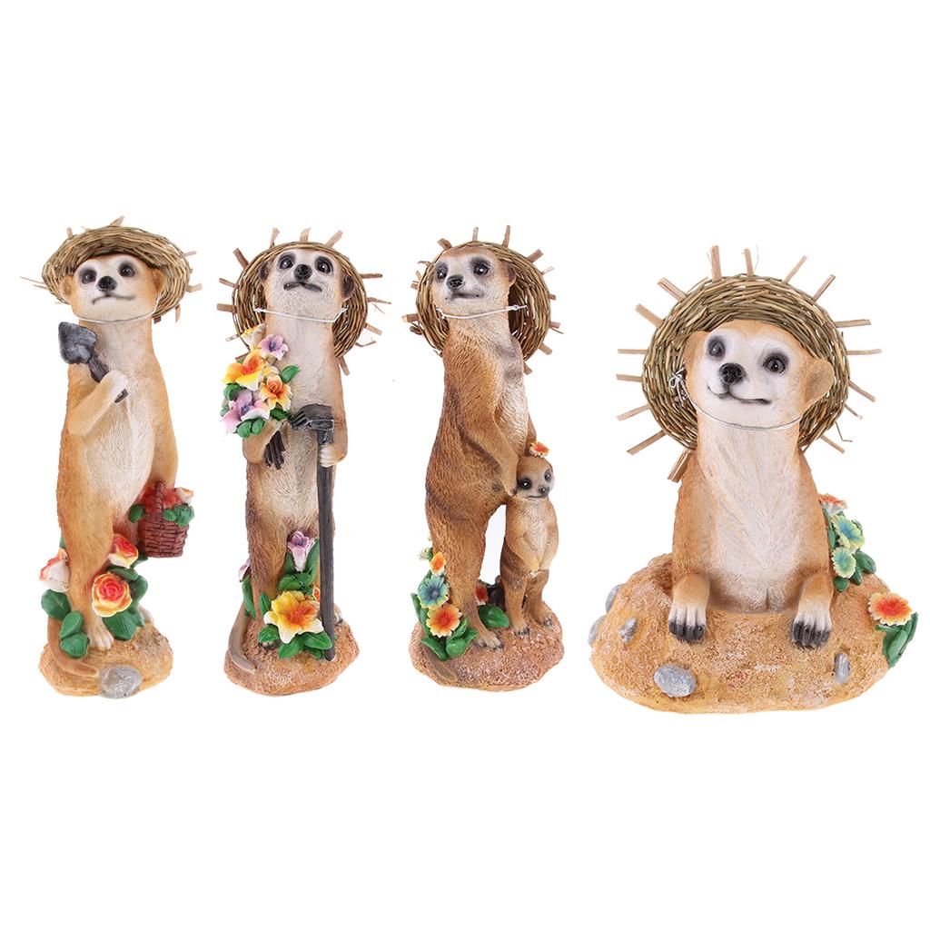 Buy Resin Craft Mongoose Statue Garden Decor Animals Straw Hats Mongoos ...
