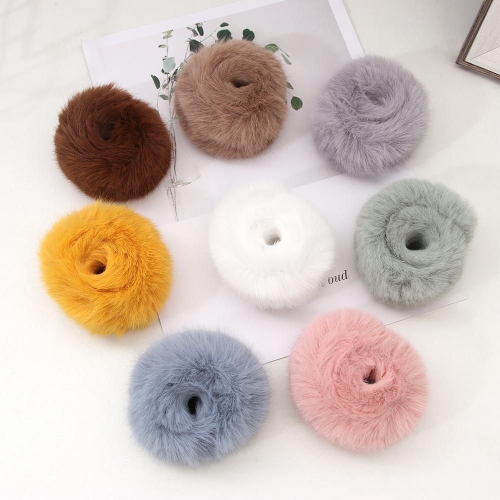 Buy Hair Ties Ponytail Holder Pop Circle Plush Hair Scrunchies Faux ...