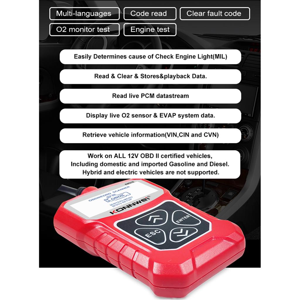 Buy OBD2 OBD II Auto Car Diagnostic Scanner Tool Automotive Scanner ...