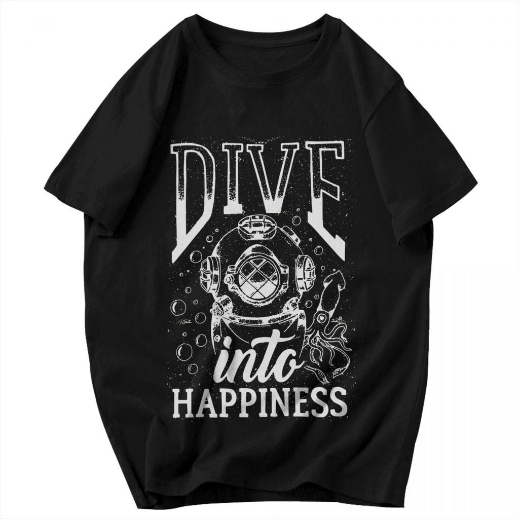 Buy Dive Into Happiness Deep Sea Diver T Shirt Oversized Cotton T Shirt ...