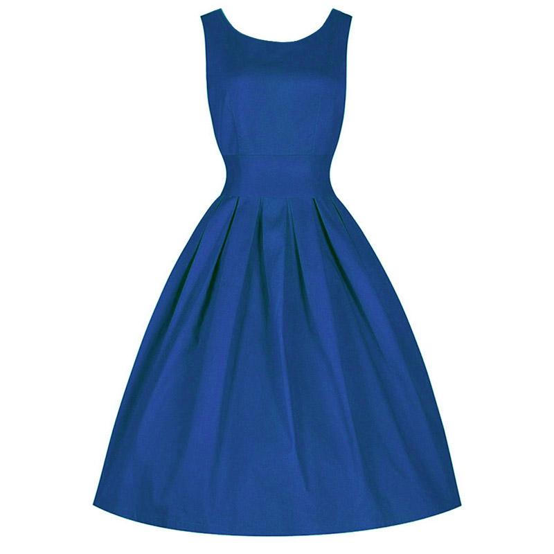 Buy Women Solid Color Casual Dress Summer A-Line High Waist Sleeveless ...