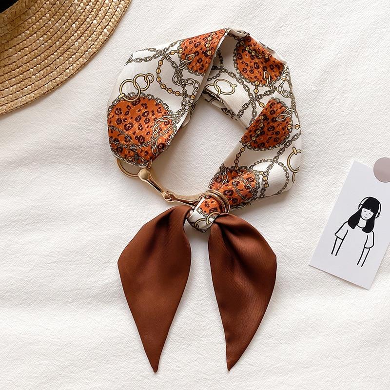 Design Print Skinny Silk Scarf Hairband Neckerchief Handle Bag Scarves ...