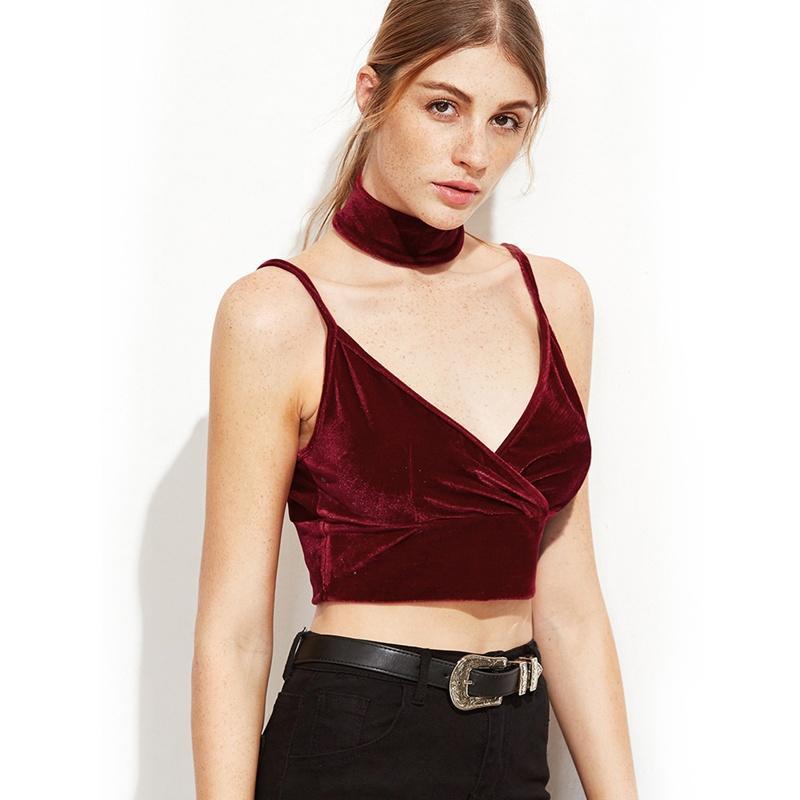 Wome Flannel Deep V Tighten Up Midriff Sexy Night Club Wear Halter Tops ...