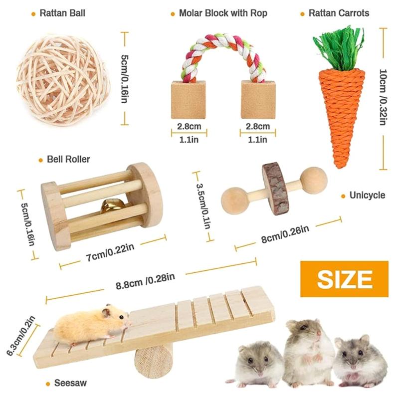 Satın alın 12Pcs Bunny Chew Toys for Teeth Wooden Blocks Seesaw Ladder ...