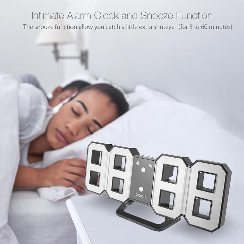 Cheap Digoo DC-K3 Large 3D LED Digital Wall Clock Alarm Clock With ...