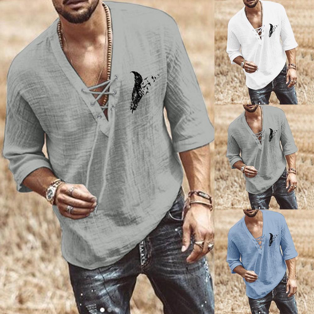 Buy Brand New Daily Spring Men T-Shirts Tops Printed V-Neck at ...