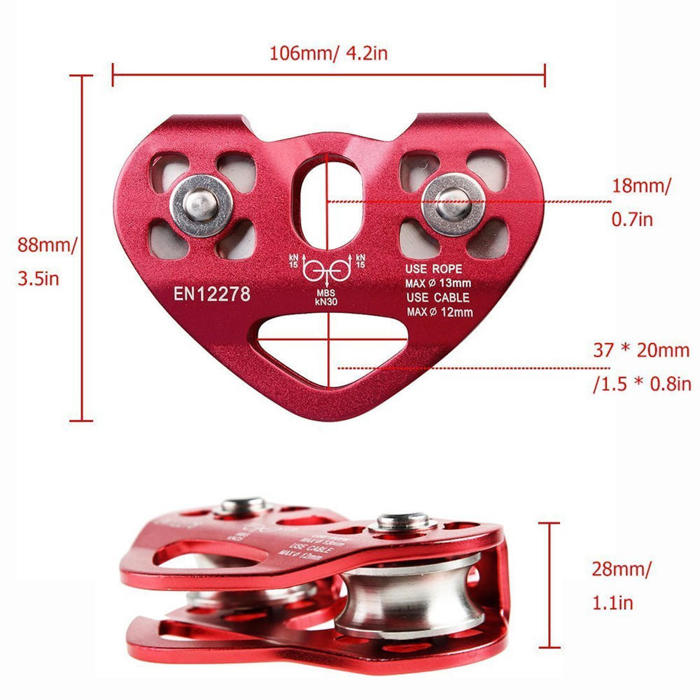 Sports & Outdoors XINDA 25kN Double Pulley Zipline CE UIAA Certified ...