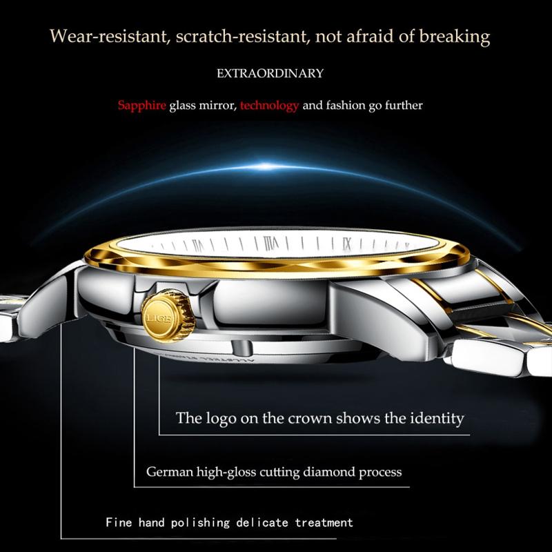 Buy LIGE New Mechanical Watch Luxury Tungsten Steel Business Men Watch ...