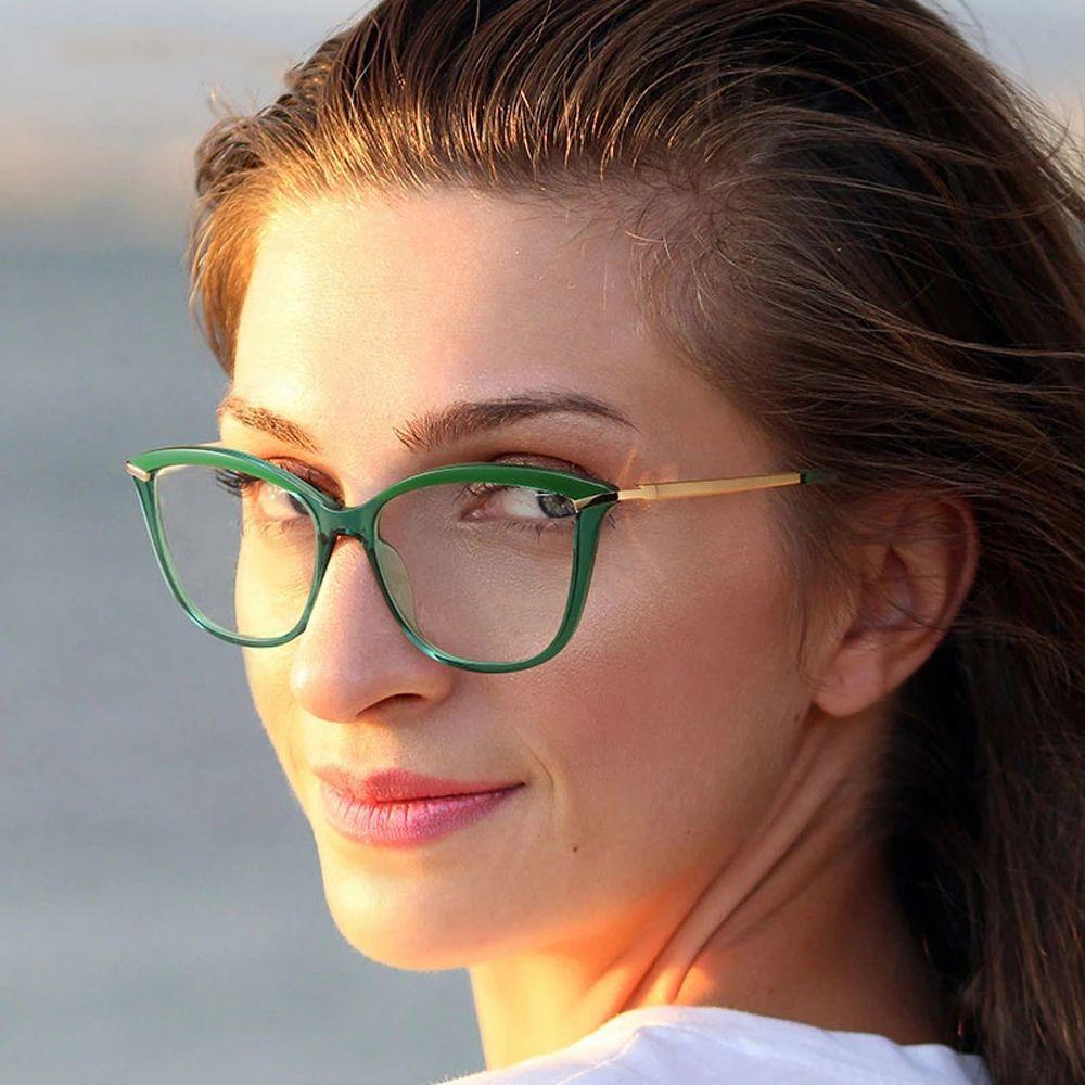 Print Cat Eye Frame Eyewear Women Optical Glasses Computer Eyeglasses ...