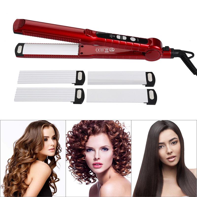 Buy 3 in 1 Hair Straightener+Hair Curler Rollers+Ceramic Wave Plate ...