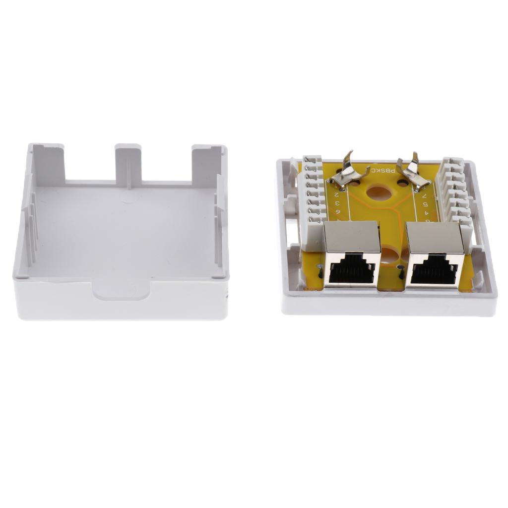 Buy 2x Cat6 DOUBLE Port Surface Mount Outlet Box RJ45 Face Plate ...