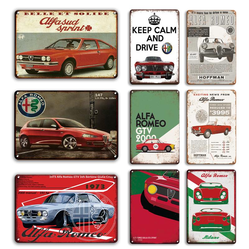 Cheap Vintage Alfa Romeo Personalized Plaque Decoration Retro Metal Tin ...