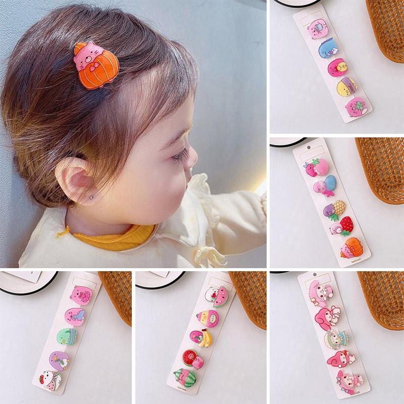 Buy 5Pcs/Set Sweet Baby Hair Clips Cute Acrylic Girls Hairpins Cartoon ...
