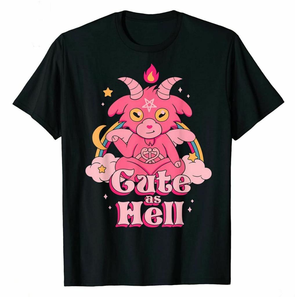 Buy Baphomet Satan Goth Lucifer Funny Satanic Goat Cute As Hell Mens T ...