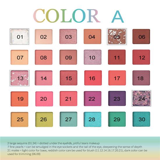 Buy 30 Colors Pearly Matte Sequin Eyeshadow Palette Glitter Easy To ...