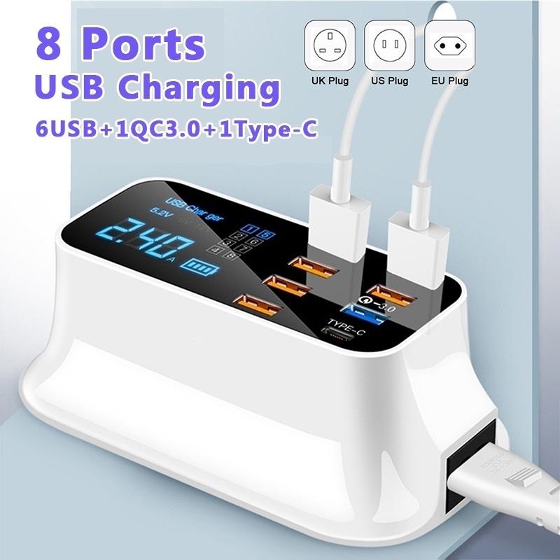 Buy Multi-port USB Fast Charger LCD Display Power Adapter Wall Desktop ...