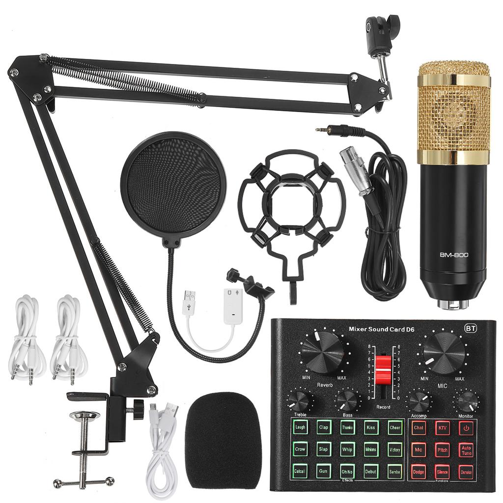 Buy Microphone D6 Sound Card Mixer Condenser Led Ring Light Phone Live ...