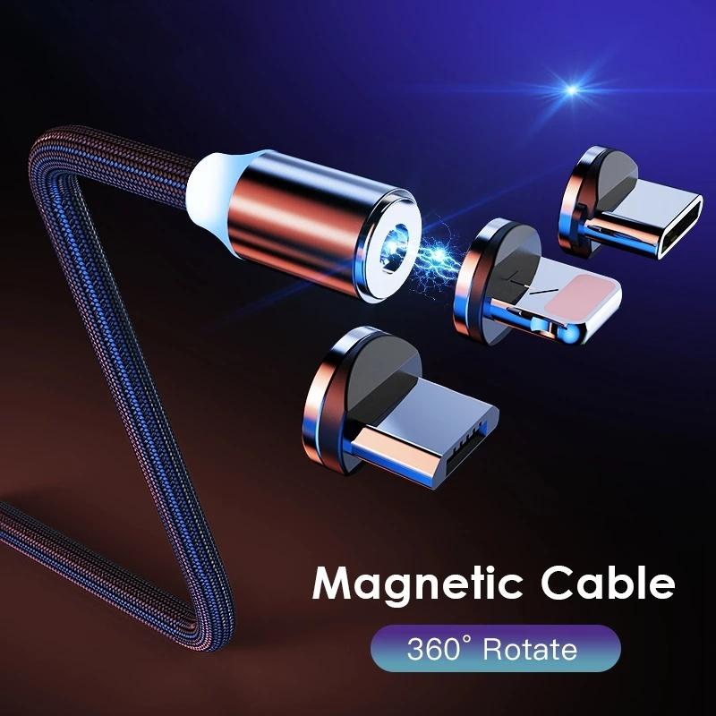 Buy 3 In 1 Magnetic Charging Cable 5A Fast Charger LED Light Nylon ...