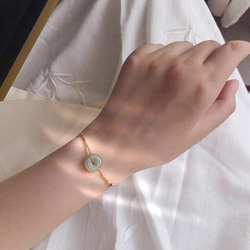 Simple Imitation Round Hetian Jade Bracelet Temperament Pulling Design ...