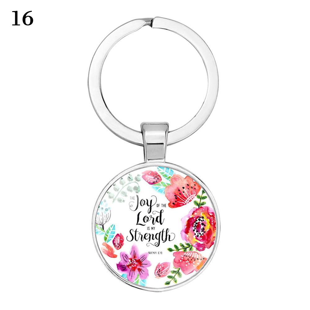 Catholic Rose Sutra Key Chain Bible Verse Glass Scripture Quote Faith ...
