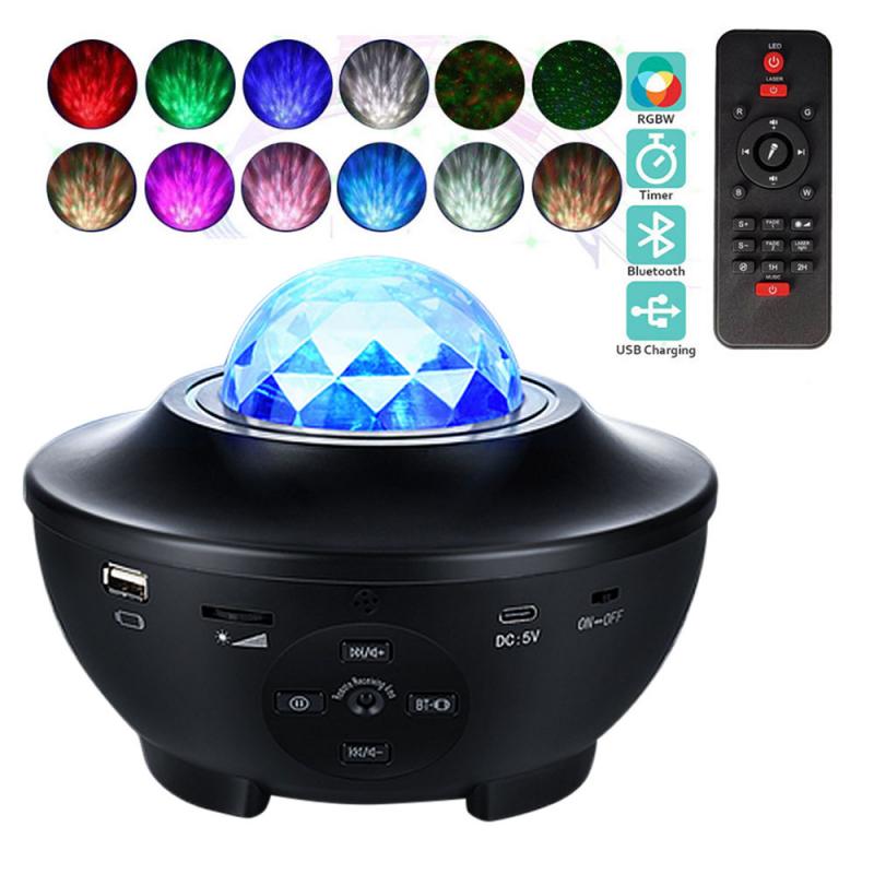 Buy Led Night Light Music Player Remote Control Star Rotating Night ...