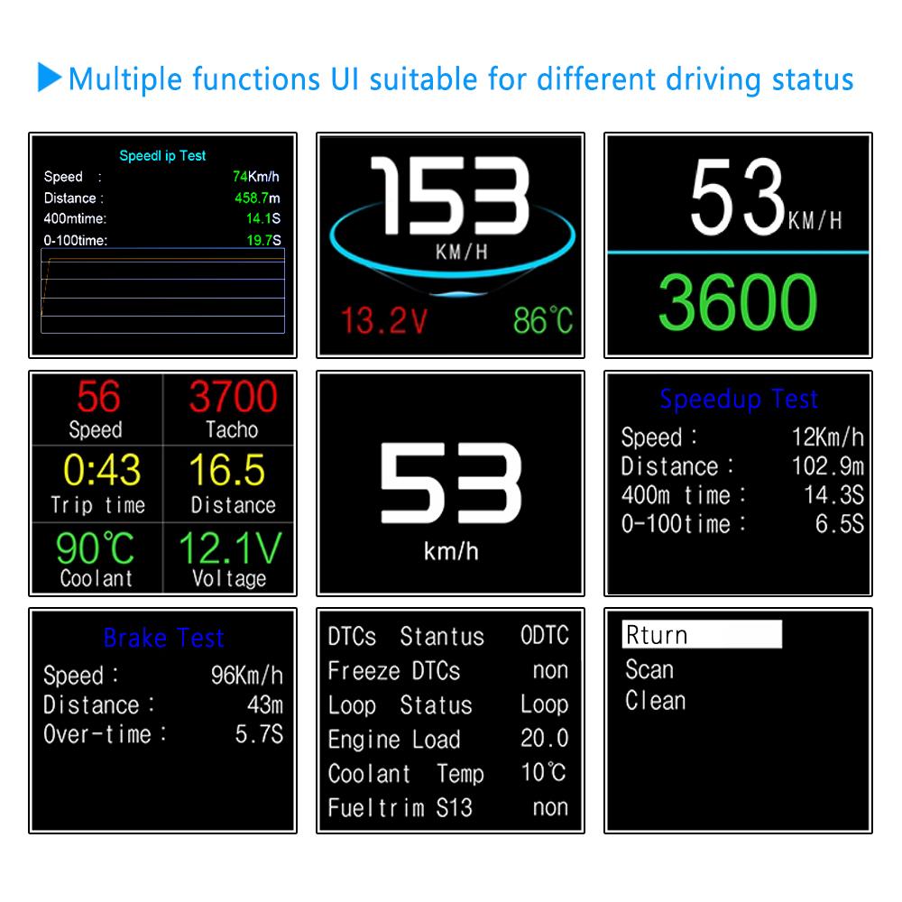 Cheap Car HUD P10 OBD2 Scanner Head Up Display On-board OBDII Display ...