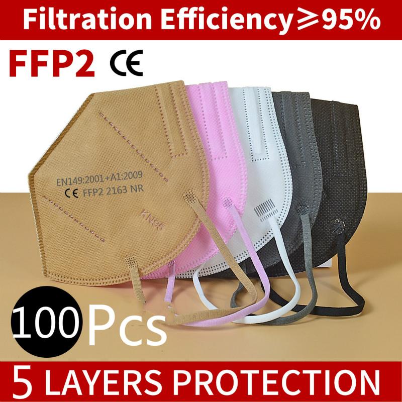 Buy 10-100 Pcs KN95 Face Mask Adult Colored KN95 5 Layers Breathable ...