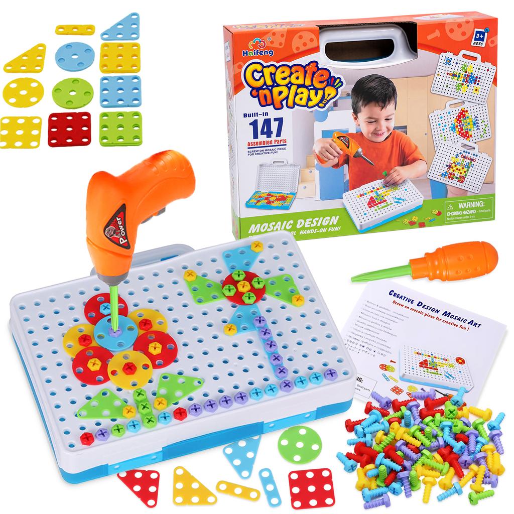 Buy 147 Pieces 2D Creative Mosaic Design Toys for kids Electric Drill ...