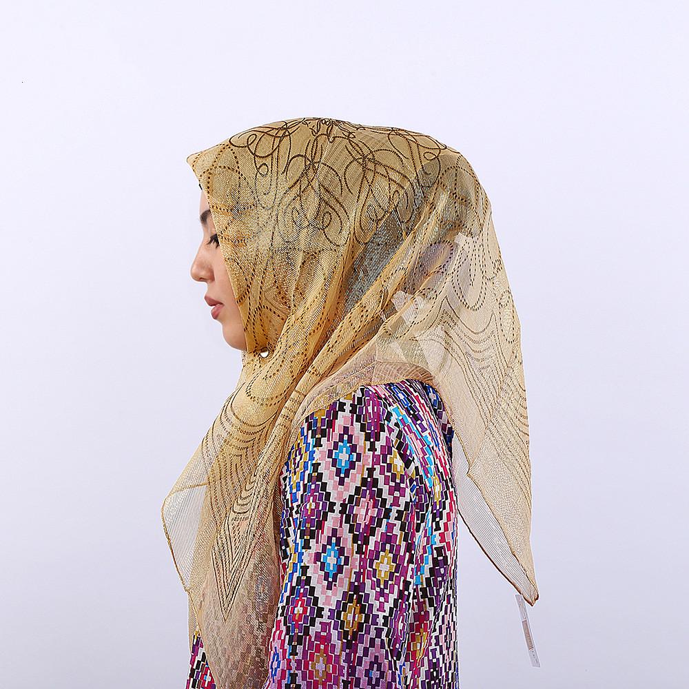 Buy Women Fasion Headscarf Fold Silver Silk Bandana Muslim Wrap Thin ...