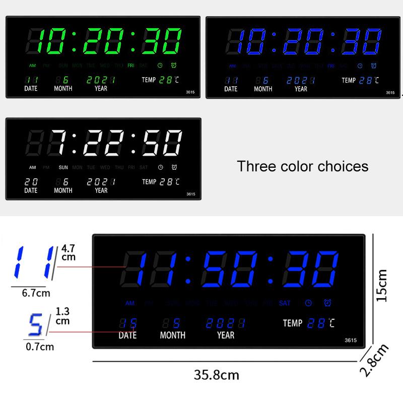 Cheap Luminous Digital Wall Clock Alarm Hourly Chiming Temperature Date ...