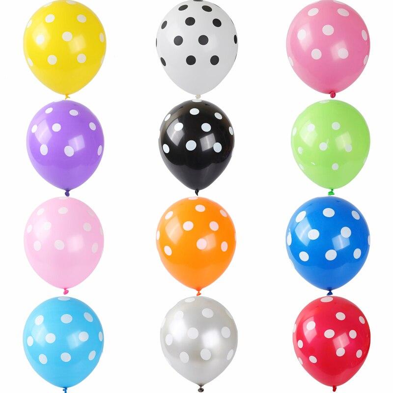 10pcs 12inch Black White Polka dot Latex Balloons Red Wave Point ...