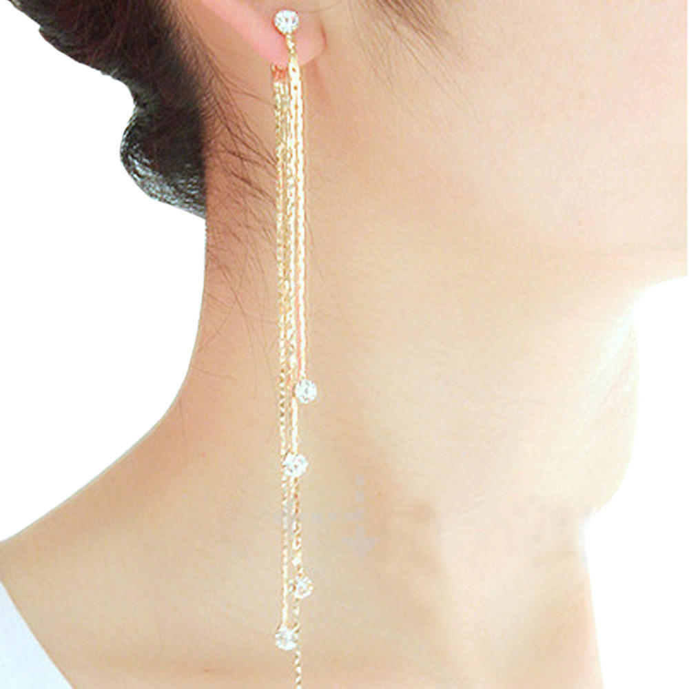 Buy Long Tassel 1 Pair Earrings Women's Simple Earring Ear Studs ...