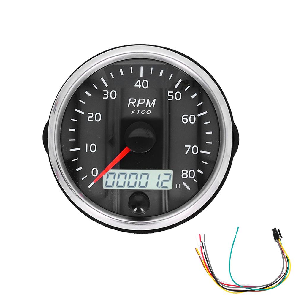 Buy 3.3in 12V/24V Tachometer 0-8000RPM Tacho RPM Gauge LCD Hourmeter ...