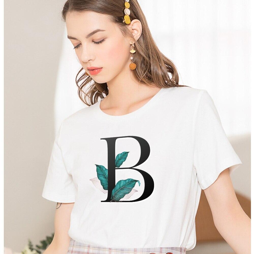 T-shirt Women's Trend Ladies Sports and Leisure Leaf Letter Name Shirt ...
