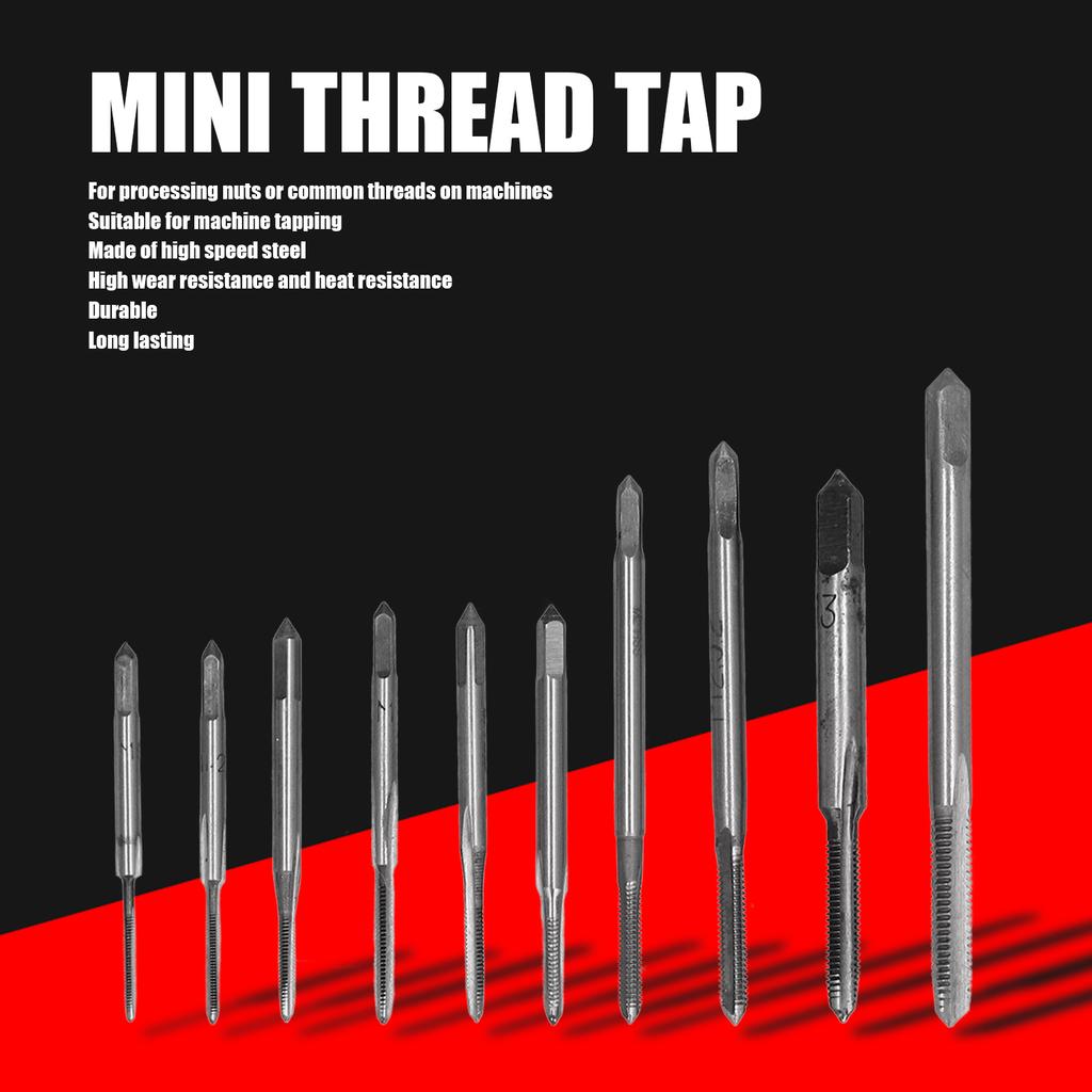 Buy 10Pcs Micro Taps High Speed Steel Mini Thread Machine Tap Sets for ...