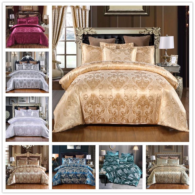 Buy 3-piece Set Luxury European Style Silk Cotton Jacquard Bedding Set ...