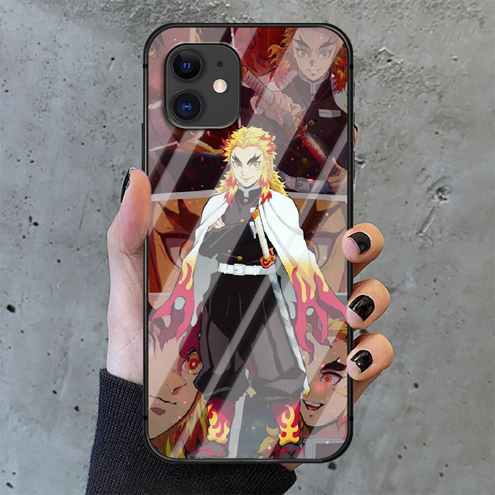 Buy Anime Demon Slayer Kyojuro Rengoku Tempered Glass Phone Case Cover ...