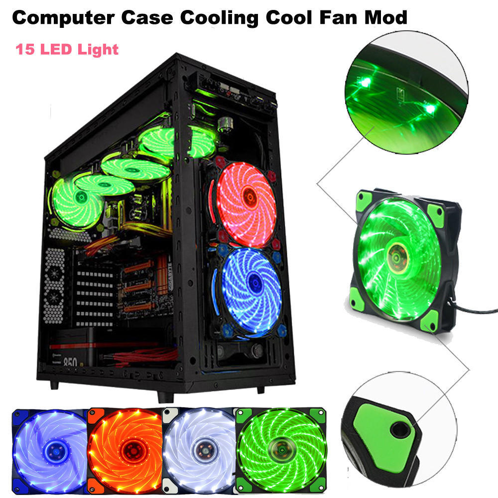 Buy 15 LED Light Quite 120mm DC 12V 4Pin PC Computer Case Cooling Cool ...