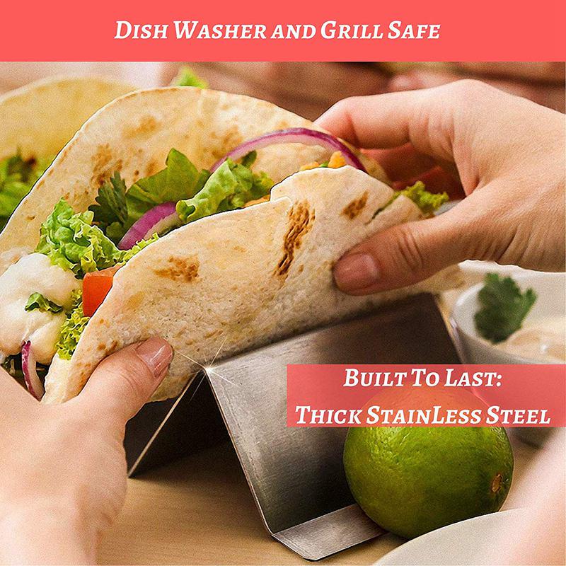Buy Taco Holder Stand with Easy Carry Handles - 4 Pack - Stainless ...