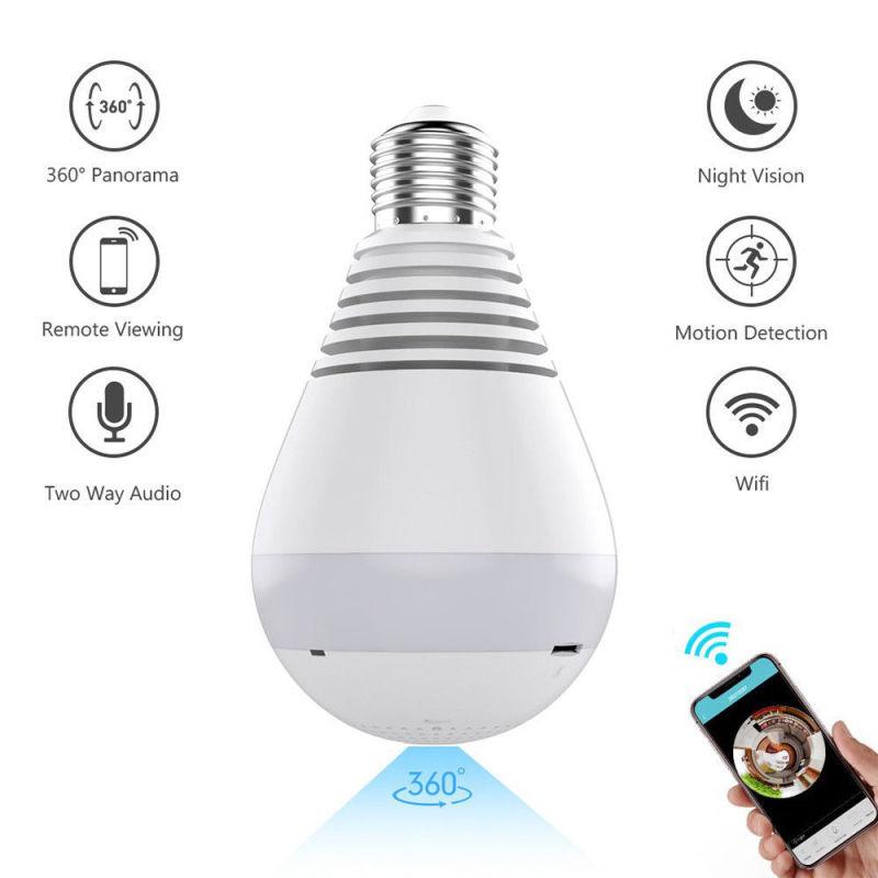 Buy 360 Degree Panoramic E27 / E26 1080P HD Wifi Camera Bulb Security ...