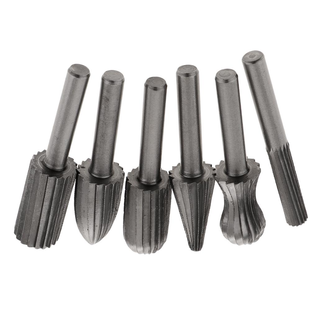 Buy 6pcs 1/4 Inch Hard High Speed Steel Rotary File Burr Drill Bits at ...