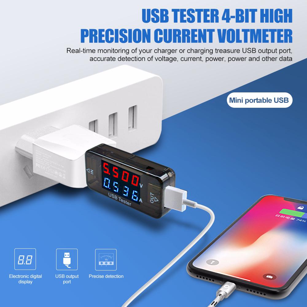 Buy 3/4-Bit USB Dual Display Charger Tester Current Voltage Meter ...