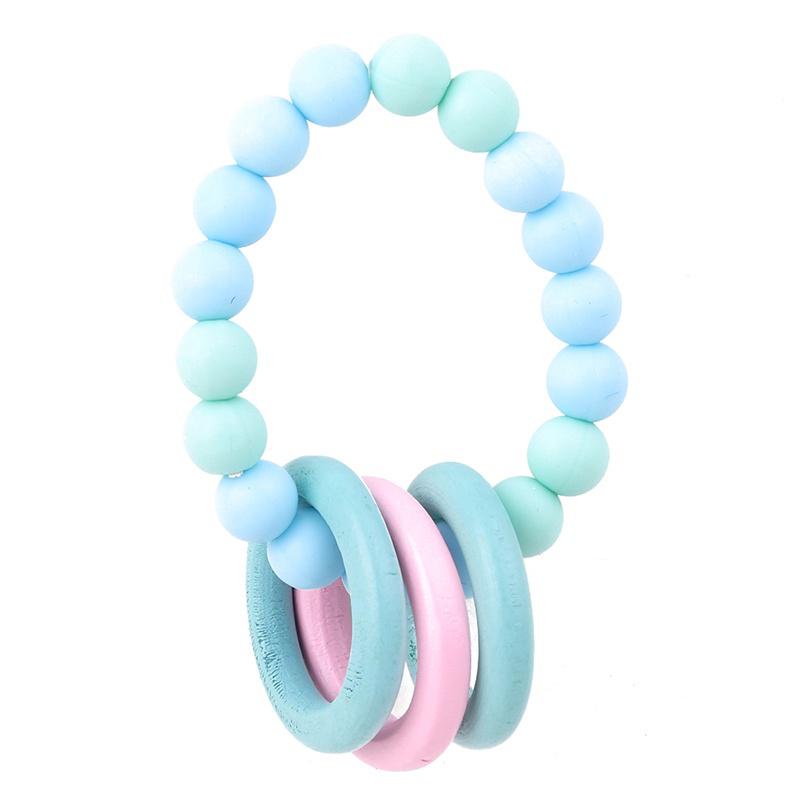 Wooden Ring Crochet Beads Pram String Silicone Beads Baby Toy Teething ...