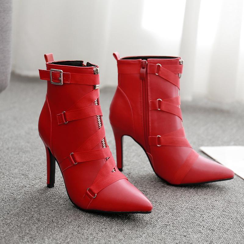 Buy Autumn New Red Women's Boots High-heeled Martin Boots at affordable ...