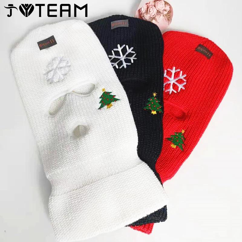 Cheap Cross Embroidery Ski Mask Winter Balaclava Hat 3-Hole Knitted ...