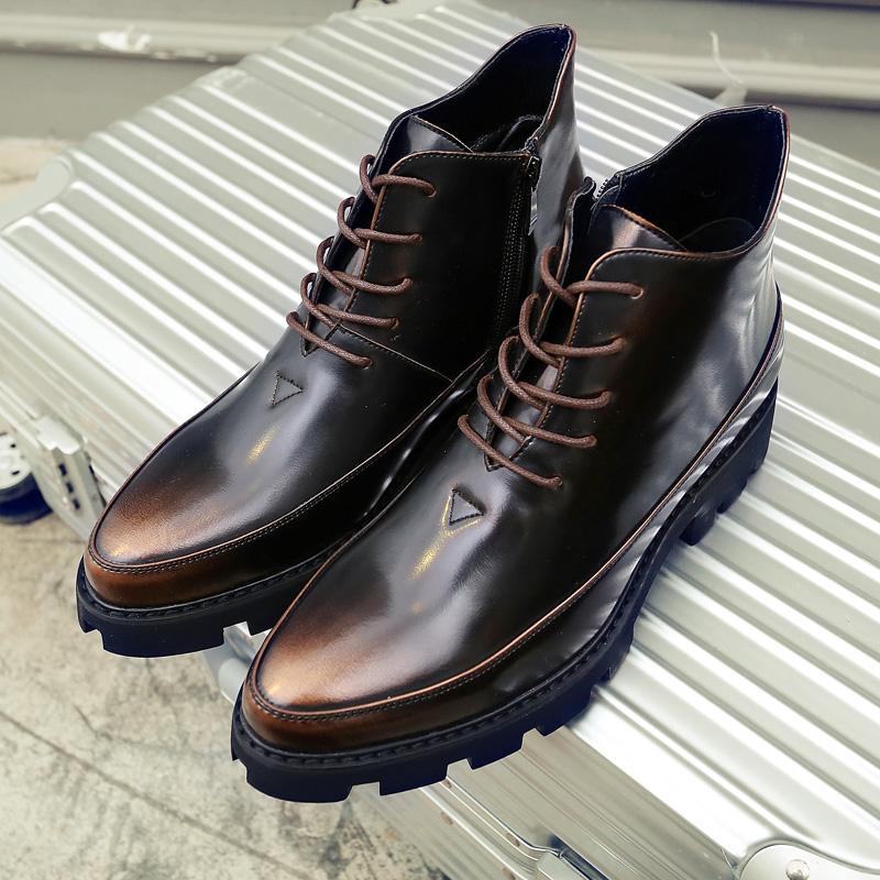 Buy Italian Luxury Brand Winter Snow Boots Leather Ankle Boots Men High ...