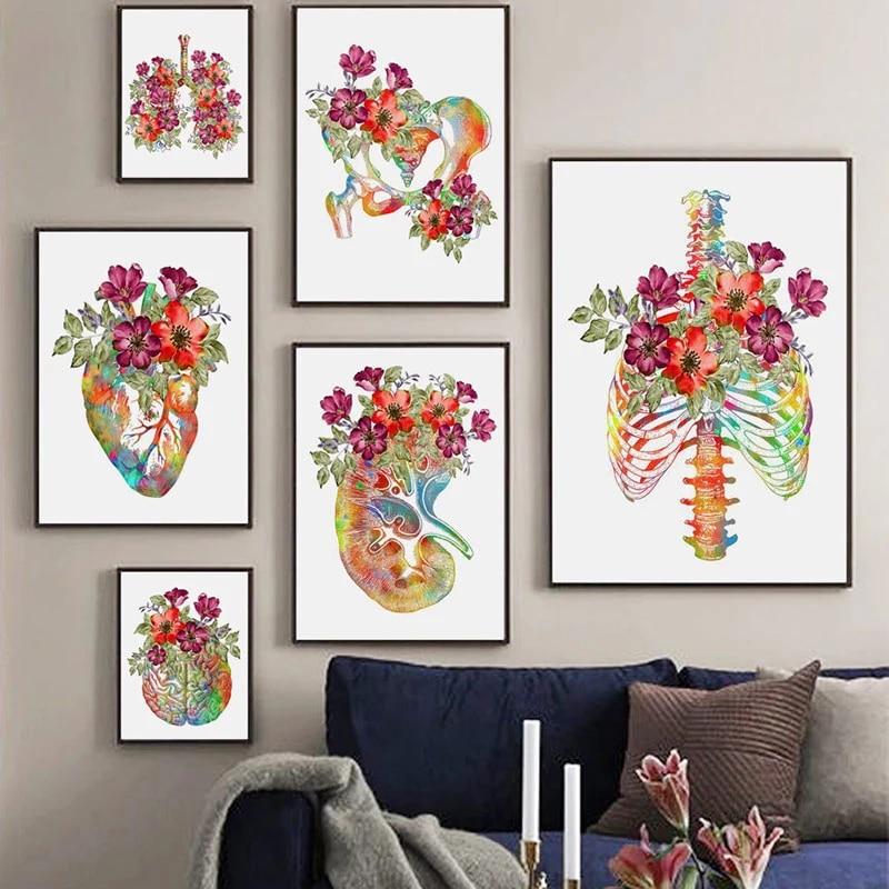 Cheap Customization Painting On Canvas Anatomy Medical Art Floral ...