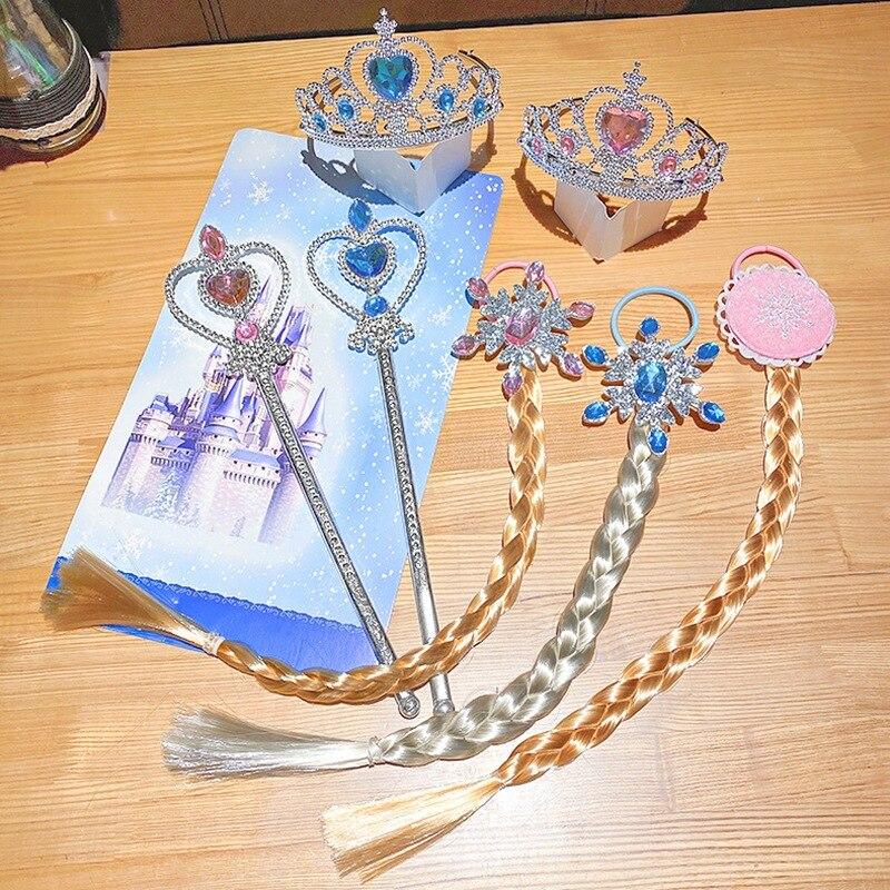 Buy Frozen Wig Crown Scepter Set Wig Long Braid Girl Elsa Accessory Set ...