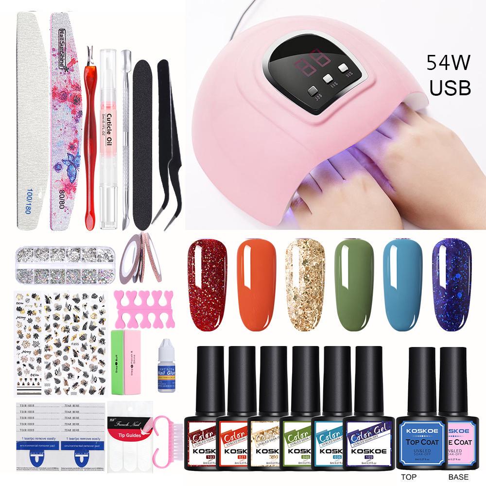 Buy Set For Nails Gel Nail Polish Kit for Nail Kit with 54W LED Nail ...