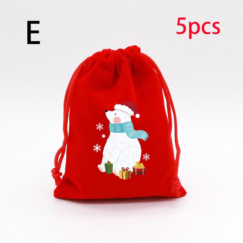 Buy 5PC Velet Printed Candy Band Drawstring Cotton Bag Christmas Gift ...